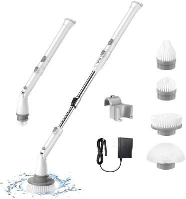 China OEM Power Cordless Electric Scrubber Brush 13W 4000mah With 4 Replaceable Head for sale