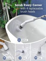 China OEM Power Cordless Electric Scrubber Brush 13W 4000mah With 4 Replaceable Head for sale