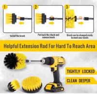 China Yellow color Drill Scrubber Brush Drill Brush with Extend Attachment for Bathroom for sale