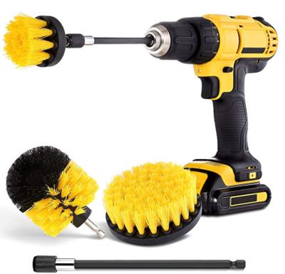 China Yellow color Drill Scrubber Brush Drill Brush with Extend Attachment for Bathroom for sale