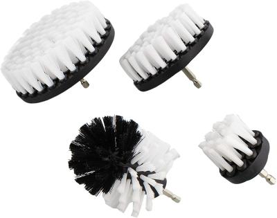 China 4pc Set Scrubber Drill Attachment Cleaning Brush White Soft Bristle Stiffness for sale