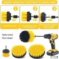 China 4 Pieces Drill Brush Attachment Set with Extension rob For Cleaning Grout,Wheel,Tub,ect for sale