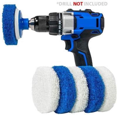 China Multi-Purpose Drill Brush Kit  Blue and White cleaning Scrub Pads for sale