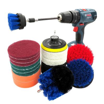 China 18 pc Drill Brush Attachment Set with 4 inch cloth Power Scrubber cleaning Brush for sale