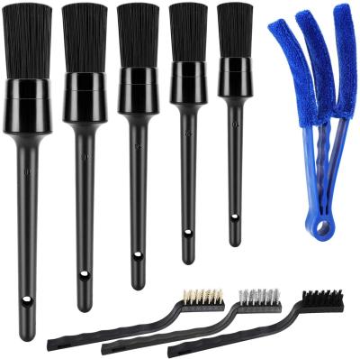 China 9pcs Auto Car Cleaning Brush Kit 10.4 Ounces Nylon Bristles for sale