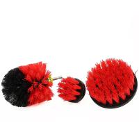 China Power Scrub 3 Piece Drill Brush Set Polypropylene Nylon Red Color 3.5