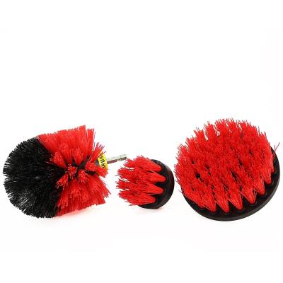 China Power Scrub 3 Piece Drill Brush Set Polypropylene Nylon Red Color 3.5