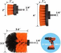 China Power Scrub 3 Piece Drill Brush Set Polypropylene Nylon Red Color 3.5