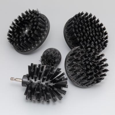 China Black color Nylon Scrubber Drill Attachment Drill Scrubber Brush Black Hard Bristles for sale