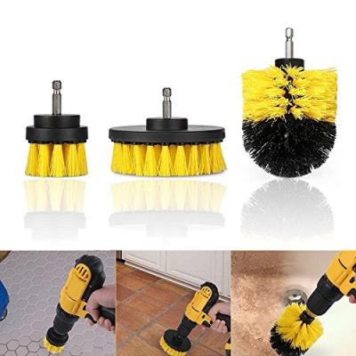 China 225g Yellow Colour Drill Scrubber Brush Attachment Scrubber Cleaning Kit 9cm for sale