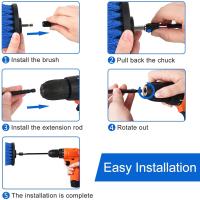 China 5cm Round Power Drill Cleaning Brush Set 6pcs Scrubber Kit With Extend Long Attachment for sale