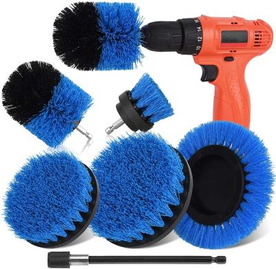 China 5cm Round Power Drill Cleaning Brush Set 6pcs Scrubber Kit With Extend Long Attachment for sale