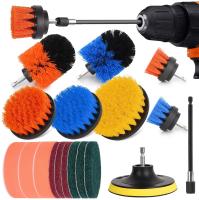 China 18 pieces brush attachment drill, rim brush set, power drill cleaning brush for sale