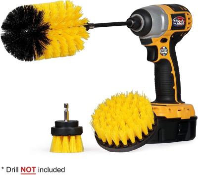 China Yellow Power Scrubber Drill Brush 3 Piece Kit For Cleaning for sale