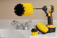 China Yellow Power Scrubber Drill Brush 3 Piece Kit For Cleaning for sale