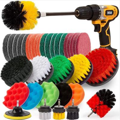 China 37 pieces brush attachment drill set, power scrubber drill brush kit for sale
