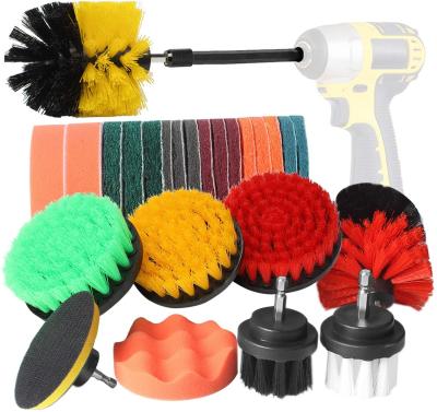 China 26 Pieces Drill Brush Attachment Set Power Drill Cleaning Brush Scrubber Pads for sale