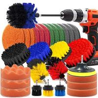 China M14 Shaft 31pcs Power Drill Scrub Brush Attachment Set Scrub Bathroom for sale