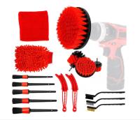 China 10cm Red Power Drill Brush For Car Detailing Scrubber Set 350g for sale
