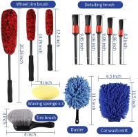 China Synthetic Car Cleaning Brush Kit 14PCS OEM Wheel Tire Brush Cleaning Set for sale
