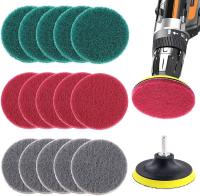 China 16Pcs 4 Inch Drill Power Brush Tile Scrubber Scouring Pads Cleaning Kit for sale