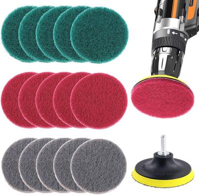 China 16Pcs 4 Inch Drill Power Brush Tile Scrubber Scouring Pads Cleaning Kit for sale