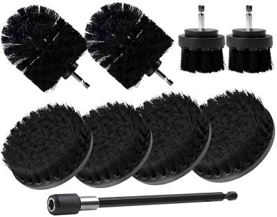 China 13cm Black Power Scrubber Drill Brush Set 9pcs Clean Car Cleaning for sale