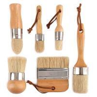 China Diameter 50mm Chalk Paint Brush Set 6pcs 100% Natural Bristle Wax Brush for sale