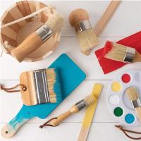 China Diameter 50mm Chalk Paint Brush Set 6pcs 100% Natural Bristle Wax Brush for sale