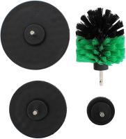 China Nylon Scrubber Drill Attachment Cleaning Brush 4pc Set Green Medium Bristle Stiffness - for 1/4in Power Drill for sale