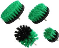 China Nylon Scrubber Drill Attachment Cleaning Brush 4pc Set Green Medium Bristle Stiffness - for 1/4in Power Drill for sale