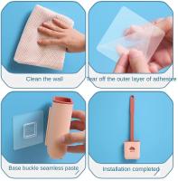 China 14.96in Flat Rubber Silicone Flex Toilet Brush With Holder Long Handle TPR for sale