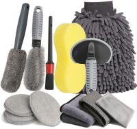 China 12pcs Car Cleaning Brush Set Wash Cleaning Tire Brush Set Gloves 22cm for sale