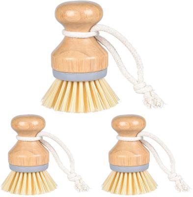 China ODM Bamboo Kitchen Scrub Brush Set Fiber Palm Bristles ISO9001 for sale