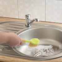 China 1.1in PBT Bristle Kitchen Scrub Brush Dish Scrubber With Handle for sale