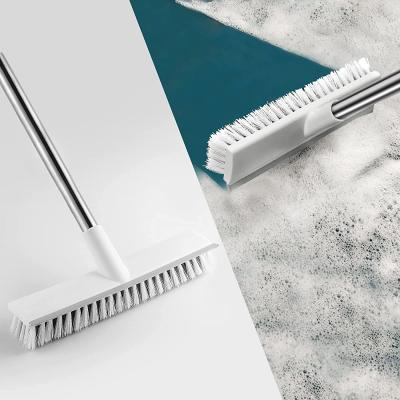 China 2 In 1 Stiff Bristle Floor Scrub Brush With Long Handle 15.7