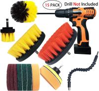 China 15Pcs Polypropylene Drill Brush Attachments Set Scrub Sponge Tube Grouting for sale