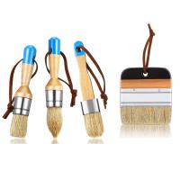 China 1.5in Chalk And Wax Paint Brushes Set 3pcs Wooden Handle DIY Painting for sale