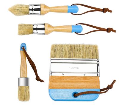 China 1.5in Chalk And Wax Paint Brushes Set 3pcs Wooden Handle DIY Painting for sale