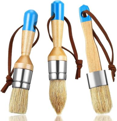 China 2in Round Chalk Paint Brush Set 3pcs For Wood Furniture Home Decor for sale
