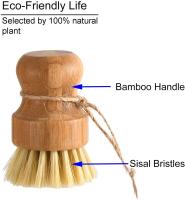 China 100% Natural Bamboo Scrubbing Brush Wooden Pot Scrubber 48mm Set SGS for sale