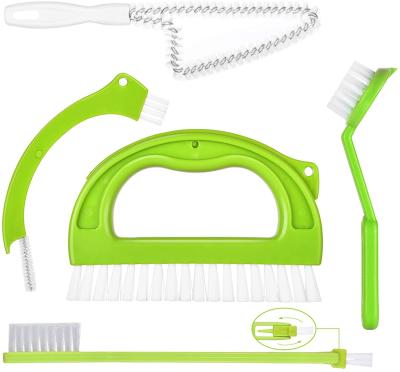 China 5.9cm Tile Green Grout Scrubber Brush With Handle 7.9in Nylon Bristle for sale
