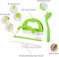 China 5.9cm Tile Green Grout Scrubber Brush With Handle 7.9in Nylon Bristle for sale