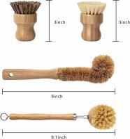 China 9in Natural Bubble Up Dish Brush Set Kitchen Bamboo Scrubber ODM for sale