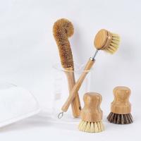 China 9in Natural Bubble Up Dish Brush Set Kitchen Bamboo Scrubber ODM for sale