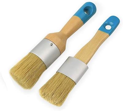 China Hog Bristle 1.2inch Wood Wax Paint Brush For Furniture 5.7in Long for sale