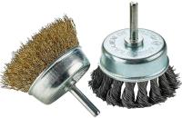 China 8.5cm Wire Wheel Brush Set 2pcs Knotting Crimping Stainless Steel Cup Brush for sale