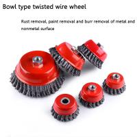 China 75mm Drill Wire Stainless Steel Cup Brush M14 Thread Metal Polishing for sale