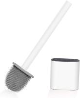 China 100*390 Flexible Silicone Toilet Brush Flat Deep Cleaning 34cm Long for sale