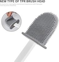 China 100*390 Flexible Silicone Toilet Brush Flat Deep Cleaning 34cm Long for sale